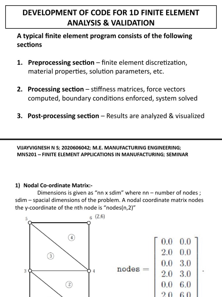 Development of Code For 1D FEA | PDF | Finite Element Method | Matrix ...