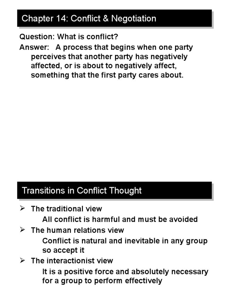 Chapter 14: Conflict & Negotiation | PDF | Negotiation | Bargaining