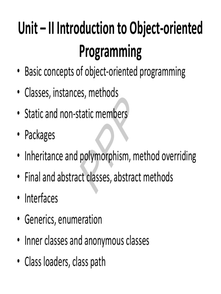 Unit 2 Introduction To Object Oriented Programming Pdf Method Computer Programming