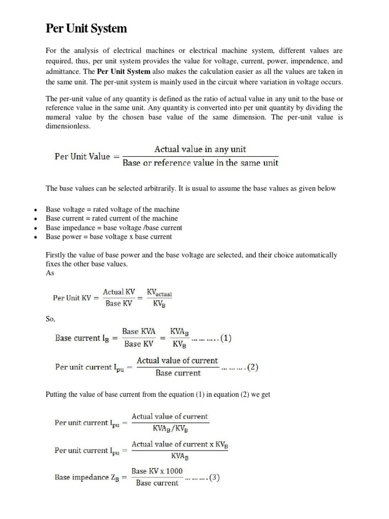 Per Unit System | PDF | Force | Quantity