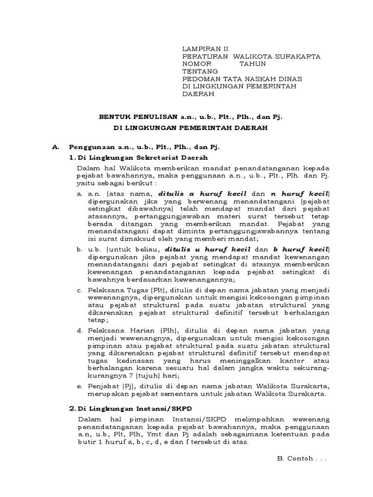 Pedoman Penulisan Plh dan Plt dalam Surat | PDF
