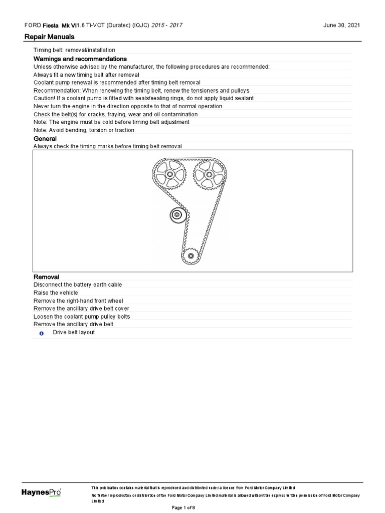 Figo 1.6 Duratech Timing | PDF | Belt (Mechanical) | Vehicles