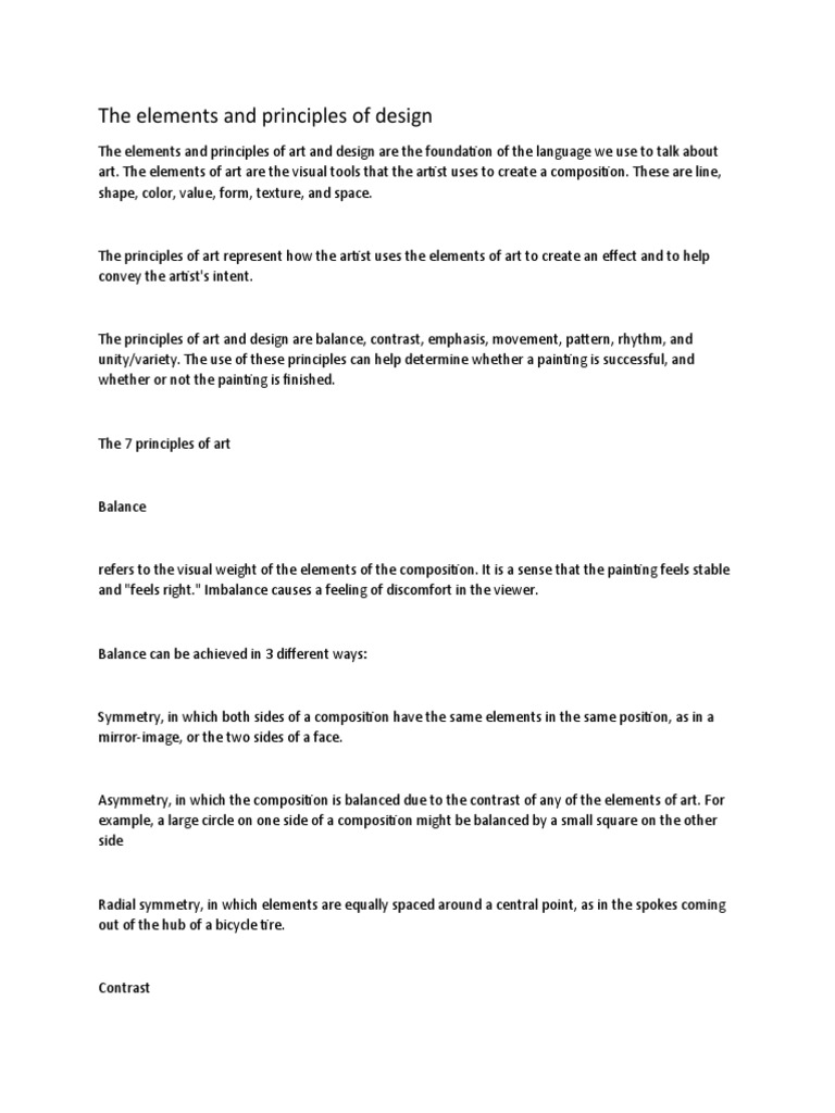 The Elements and Principles of Design | PDF | Composition (Visual Arts ...