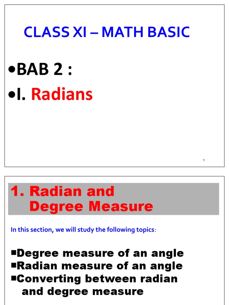 2021 PPT - Radian and Degree Measure (XI - Math Basic) | PDF | Angle ...