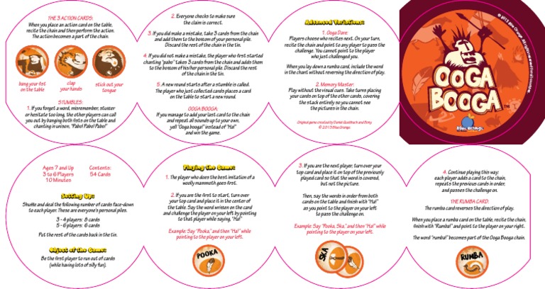 Advanced Variations:: The 3 Action Cards: 2. 3. 1. Ooga Dare | PDF ...