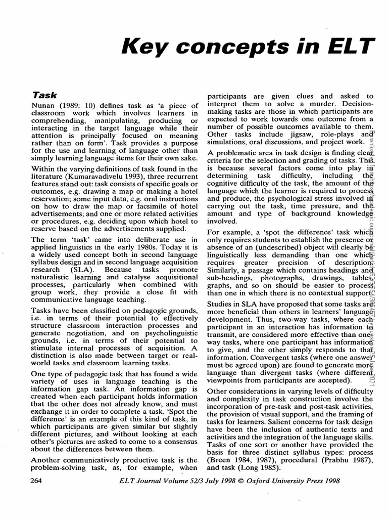 Key Concepts in ELT: ELT Journal Volume 52/3 July 1998 © Oxford ...