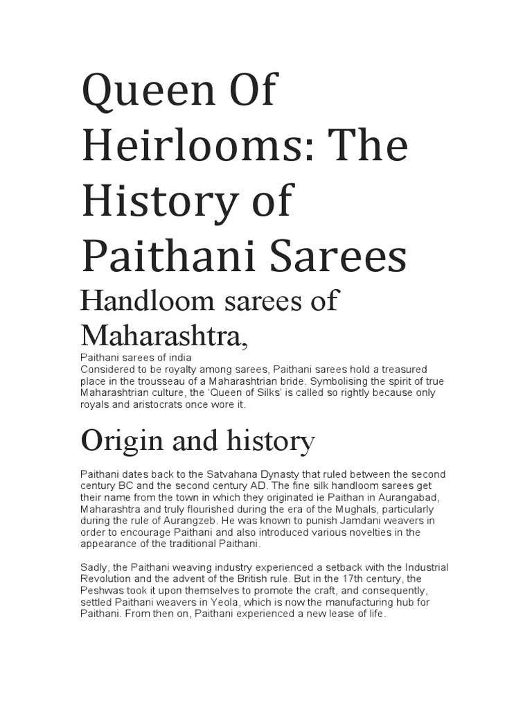 Queen of Heirlooms PAITHANI | PDF | Weaving | Loom