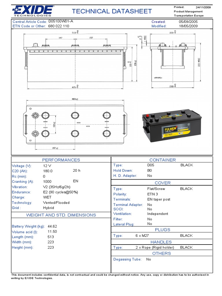 Technical Datasheet: Performances Container | PDF | Electrical ...