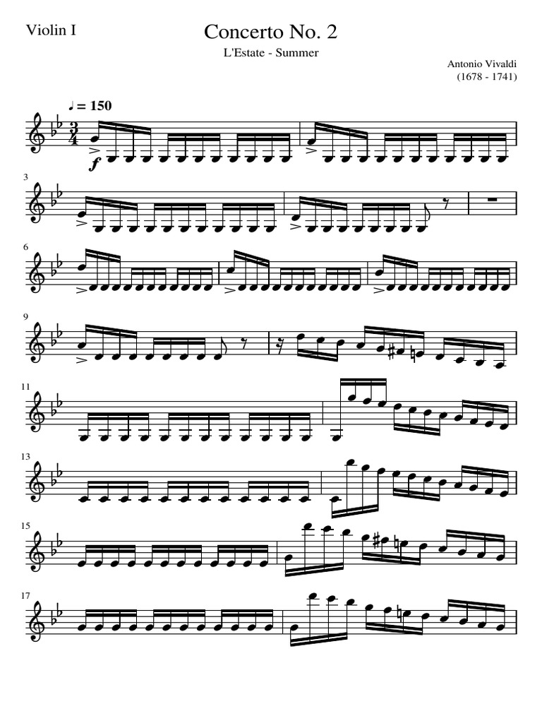 Violin1-Summer Presto Vivaldi | PDF | Concerto | Classical Music