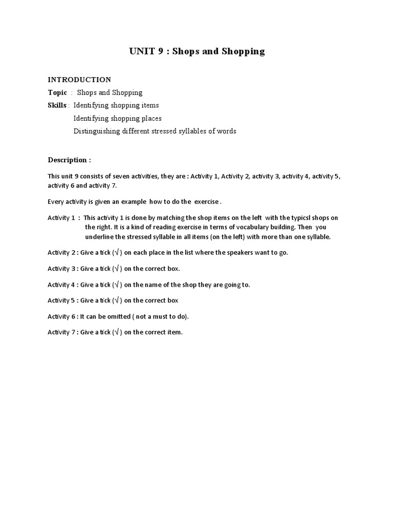 Topic: Shops and Shopping Skills: Identifying Shopping Items | PDF ...