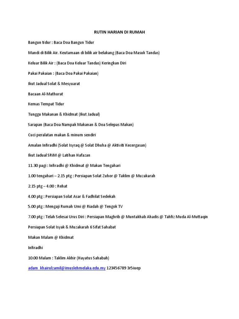 Rutin Harian Di Rumah | PDF