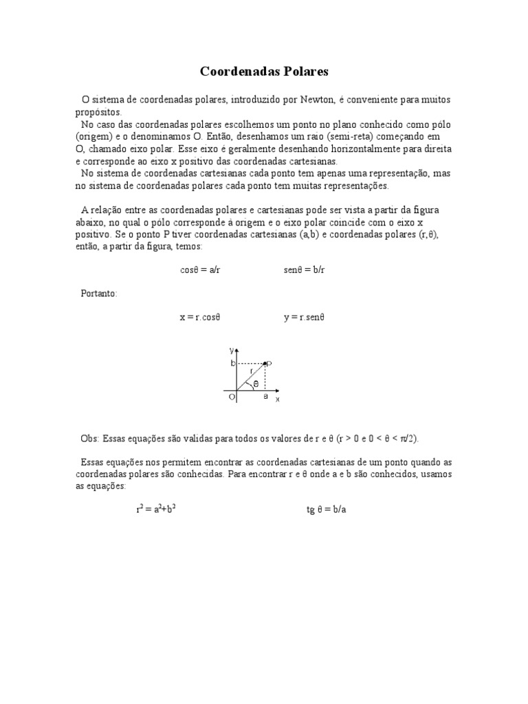 Coordenadas Polares | PDF | Sistema de coordenada cartesiana | Sistema ...