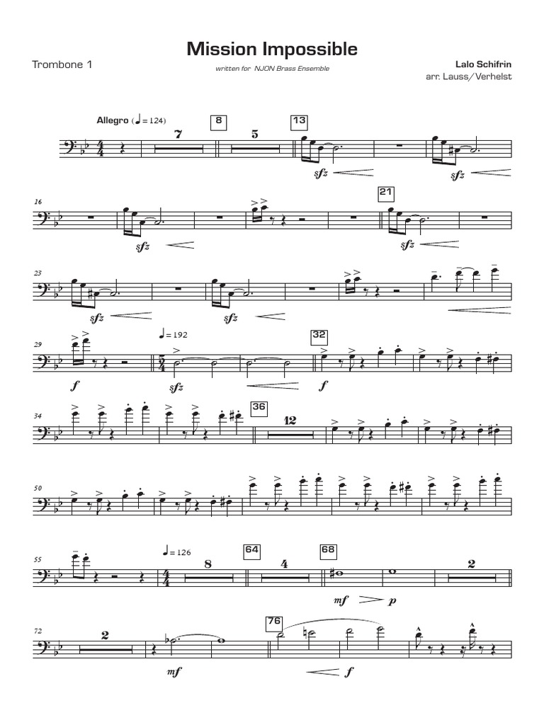 Mission Impossible - Brass Ensemble - Trombone 1 | PDF