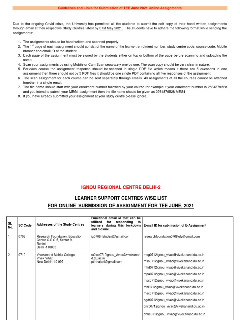 Guidelines Assignment Submission | PDF