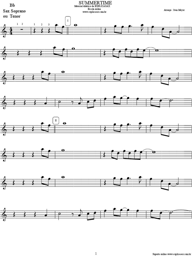 GUIA DO IMPROVISO Sax - BB - Summertime | PDF