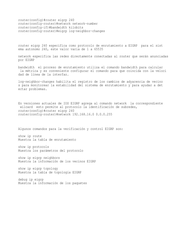 Comandos EIGRP | PDF