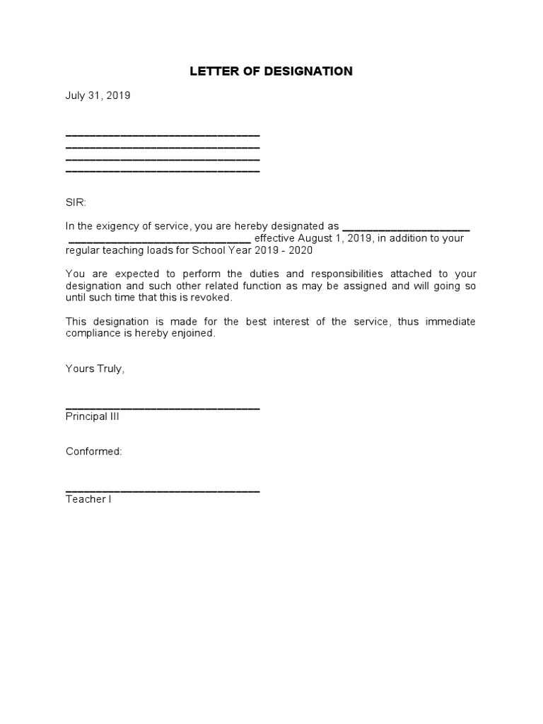 Letter of Designation Template v2 | PDF