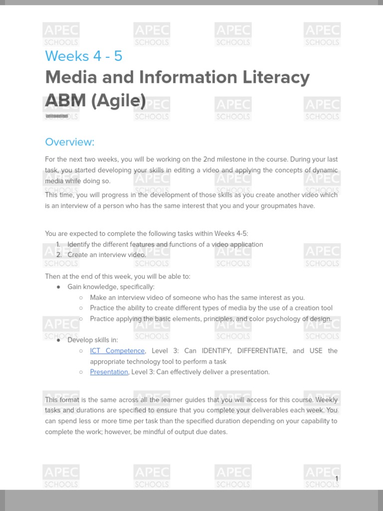 Gaining Video Production Skills Through Interviewing a Peer | PDF ...