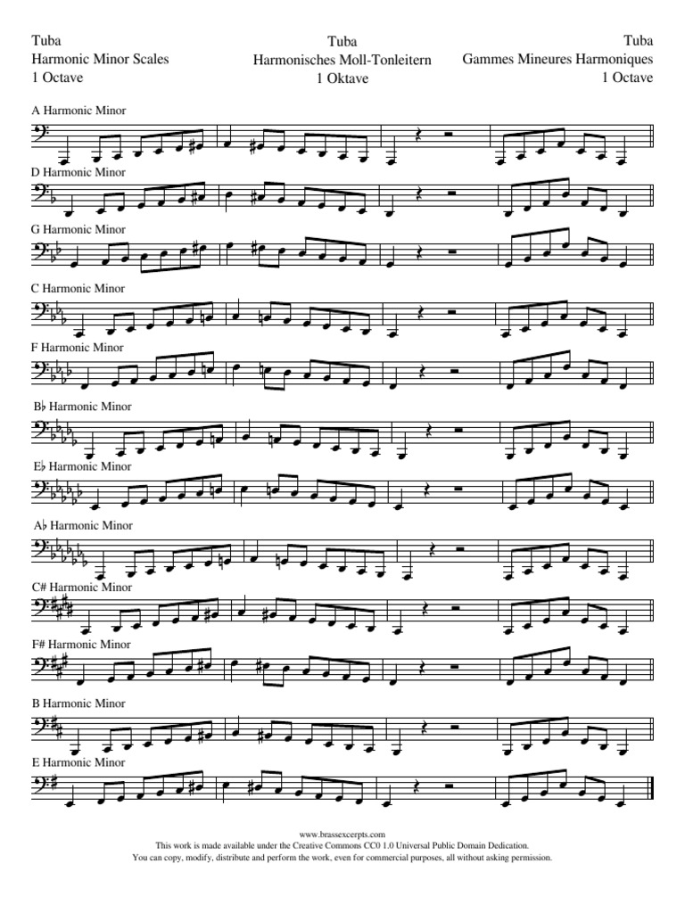 Harmonic Minor Scales - Tuba - Lexcerpts | PDF | Creative Commons ...