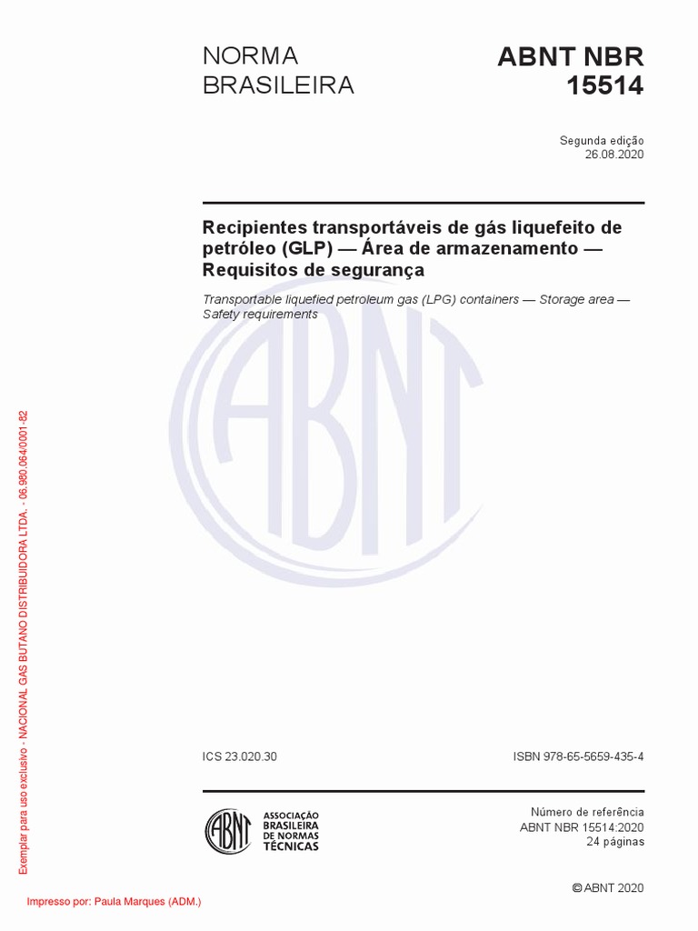 Abnt NBR 15514 (2020) - Área de Armazenamento de Recipientes ...