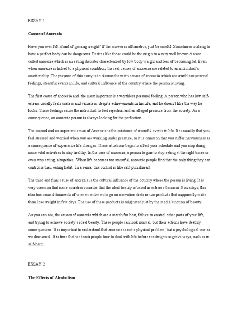 Essay 1: Causes of Aneroxia | PDF | Anorexia Nervosa | Addiction