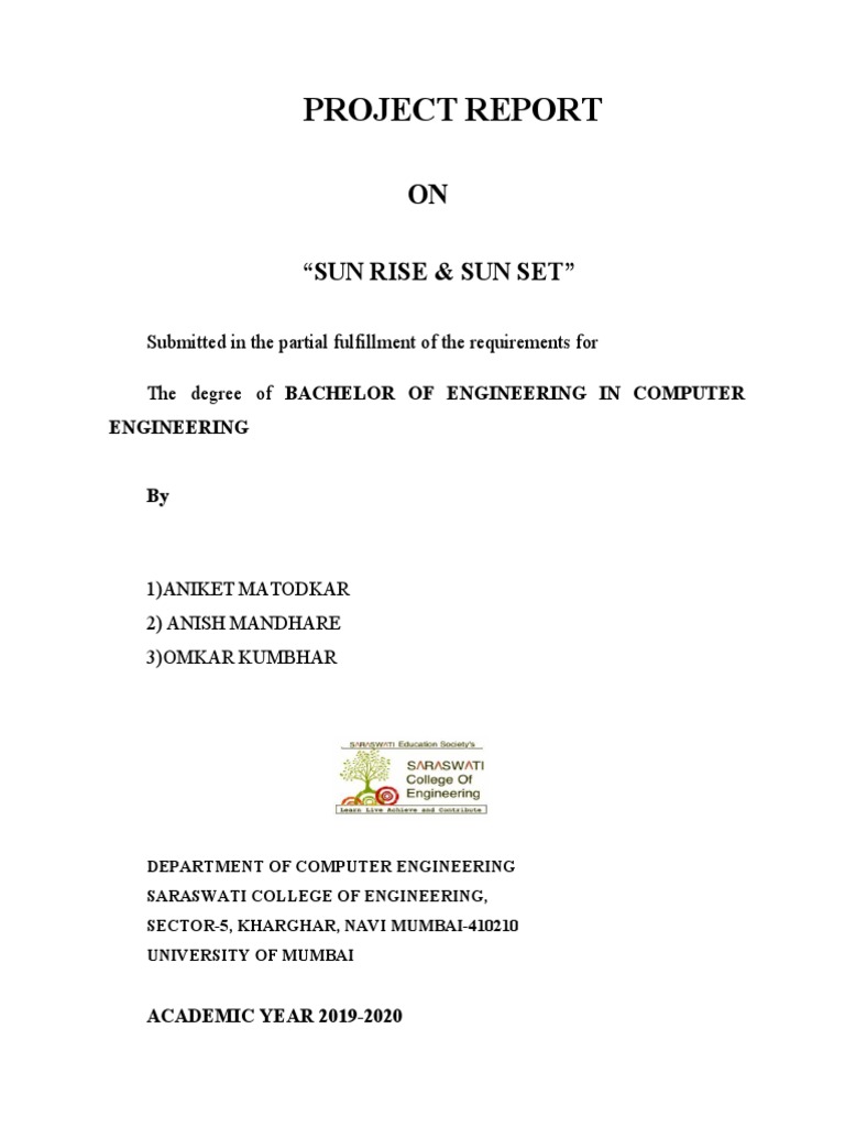 Project: "Sun Rise & Sun Set" | PDF | Engineering | Computer Engineering
