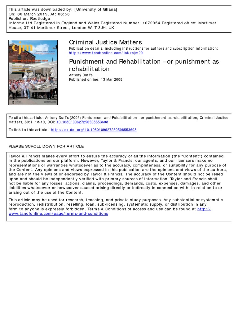 Punishment and Rehabilitation or Punishment As Rehabilitation | PDF ...