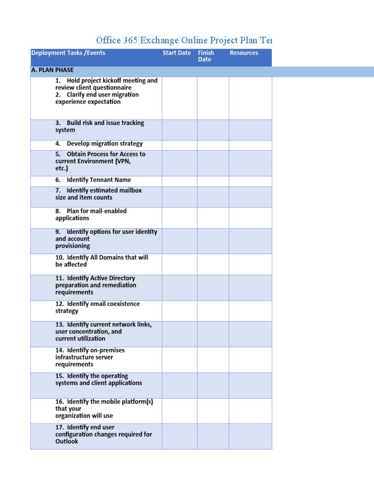 Office 365 Exchange Migration Plan Template | PDF | Microsoft Exchange ...