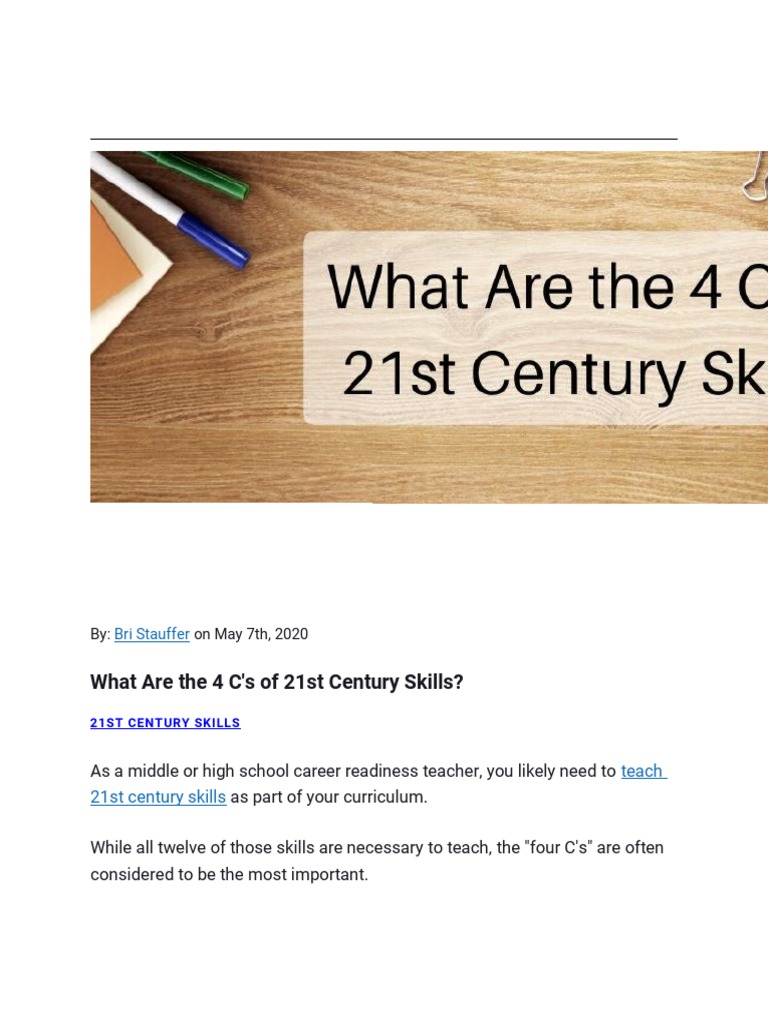 What Are The 4 C's of 21st Century Skills? | Download Free PDF ...