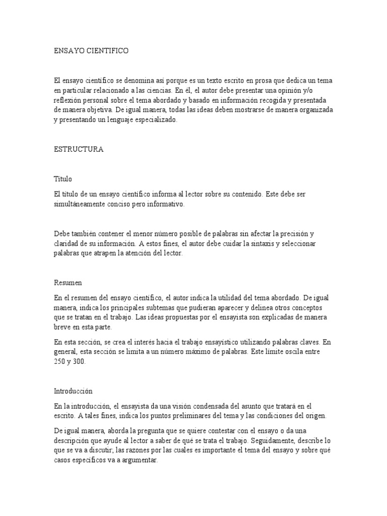 Ensayo Cientifico | PDF | Ensayos | Cognición