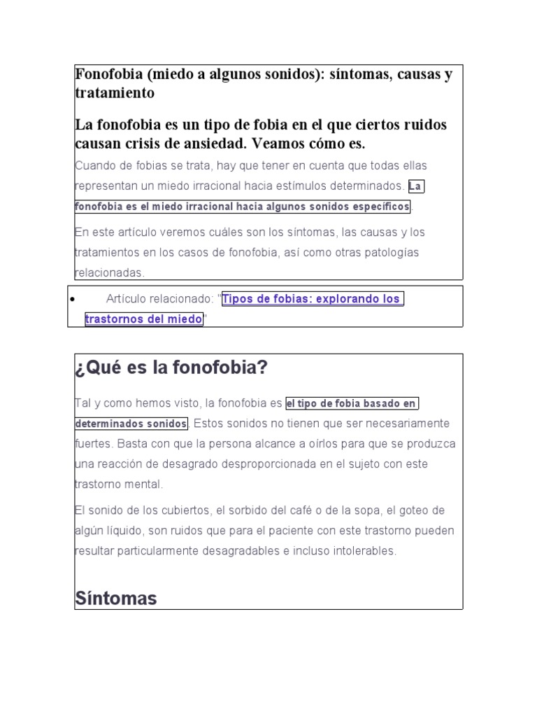 Fonofobia | PDF | Cognición | Enfermedades y trastornos