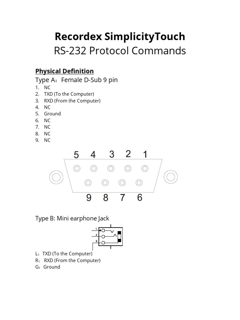 Rs-232 Protocol Commands: Recordex Simplicitytouch | PDF | Information ...
