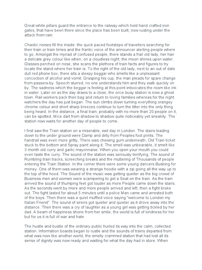 Descriptive Writing Train Station | PDF