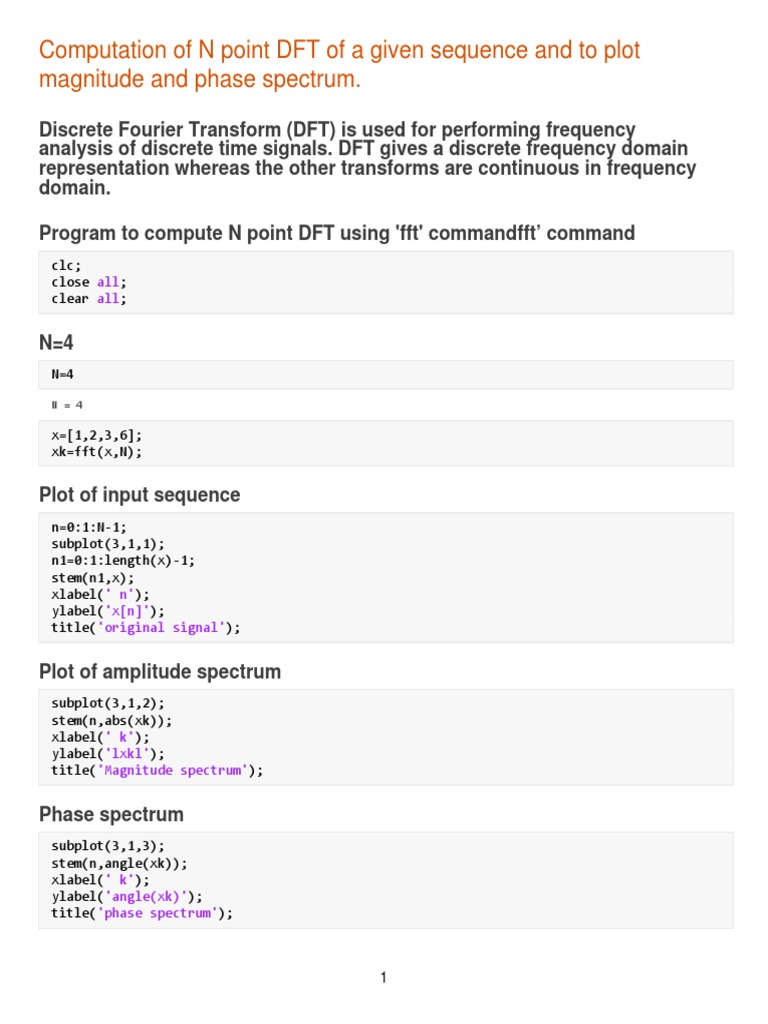 Lab p2 | PDF | Discrete Fourier Transform | Mathematical Analysis