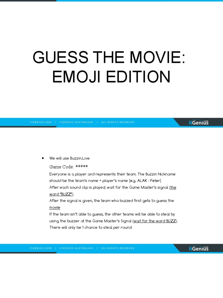 Emoji Movie Guessing Game Guide | PDF | Games & Activities