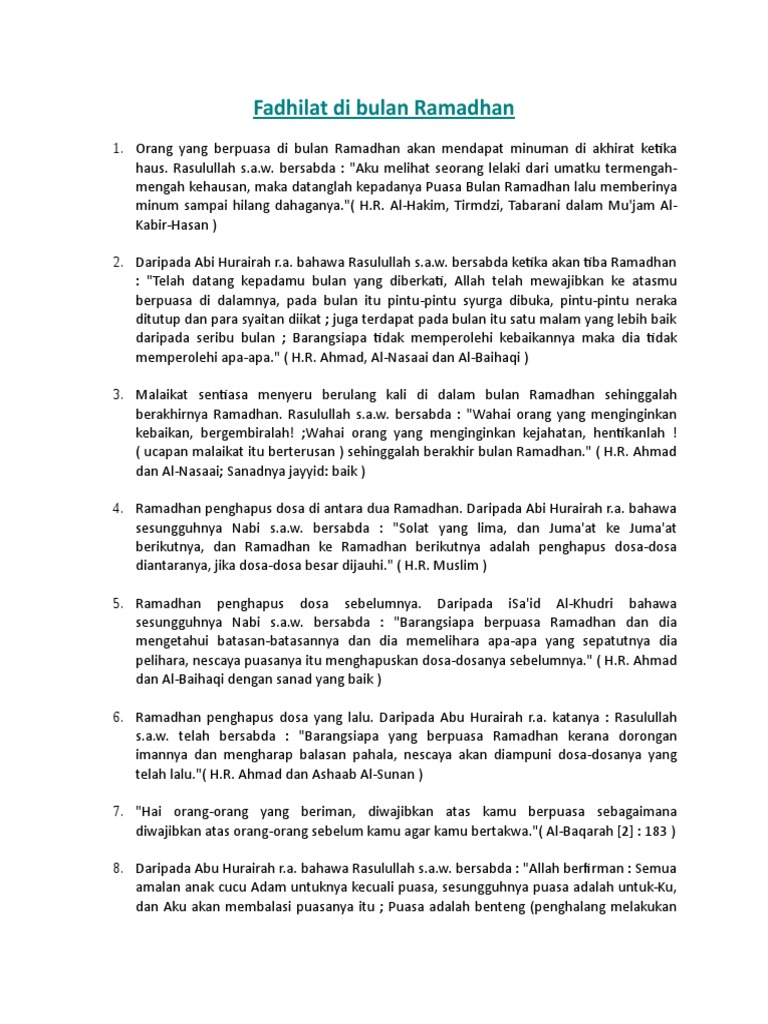 Fadhilat Di Bulan Ramadhan | PDF | Agama & Spiritualitas