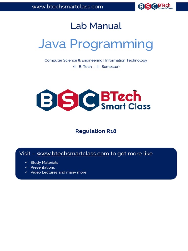 Java Programming Lab Manual R18 JNTUH | PDF | Area | Eclipse (Software) Java Programming Lab Manual R18 JNTUH | PDF | Area | Eclipse (Software)