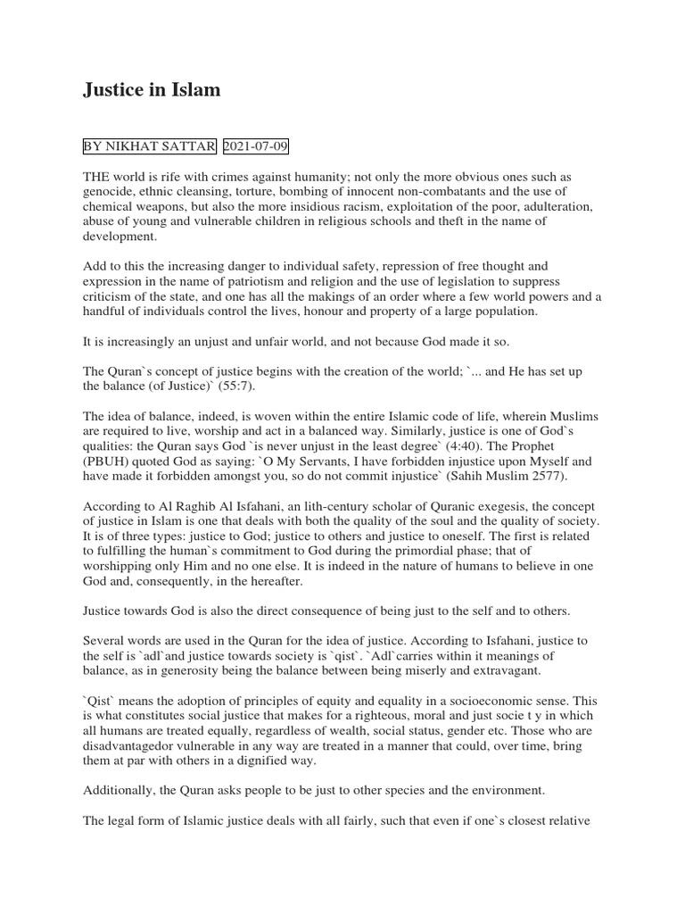 Justice in Islam | Download Free PDF | Justice | Crime & Violence