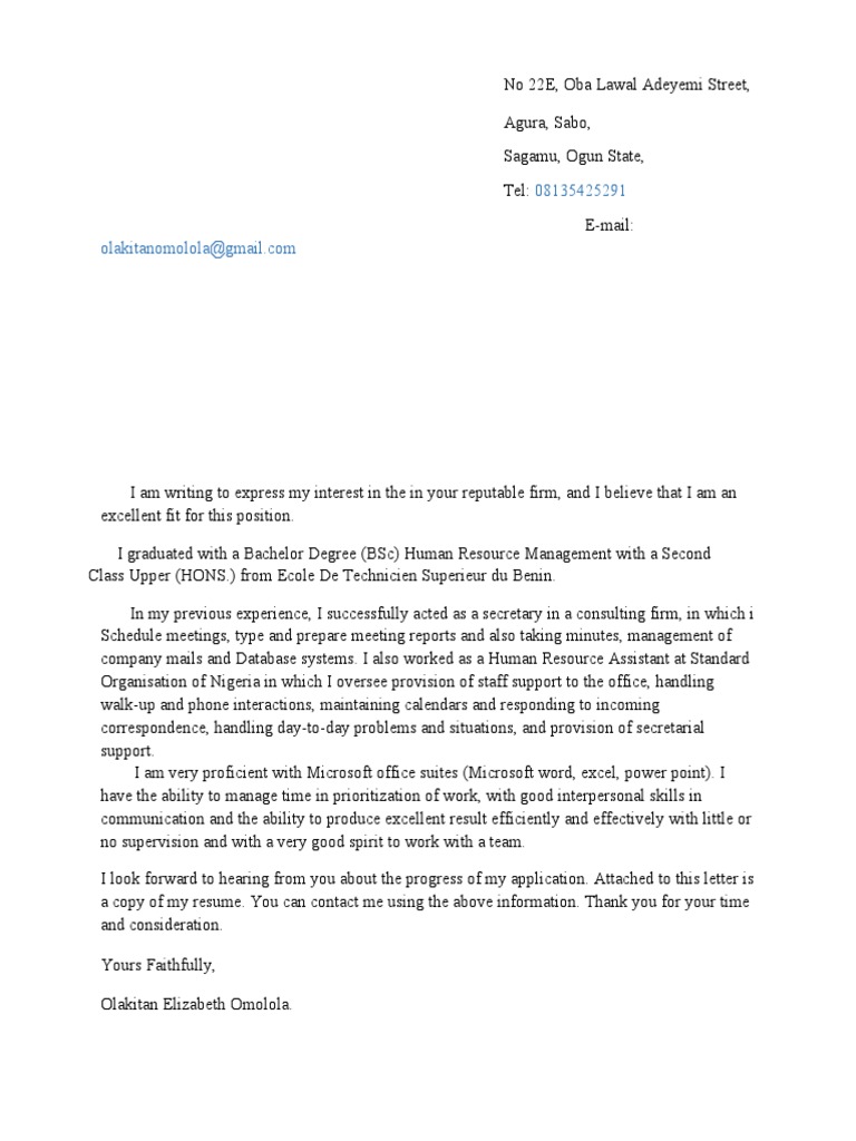 Application Letter | PDF | Career & Growth