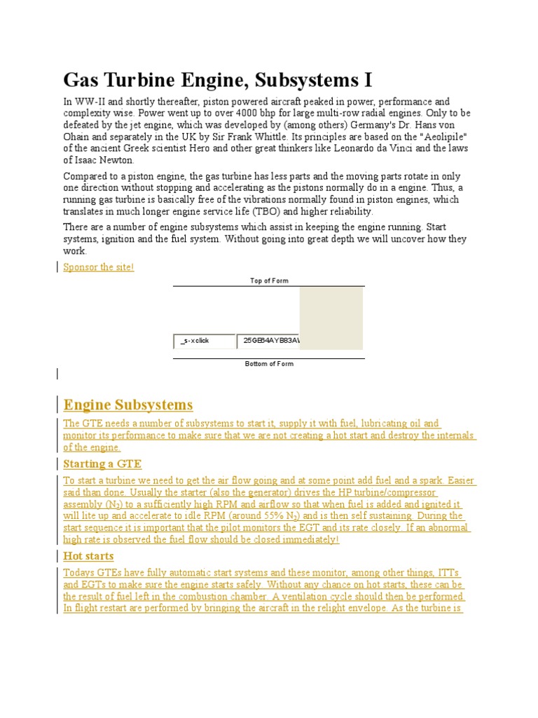 Gas Turbine Engine, Subsystems I | PDF | Jet Engine | Thrust