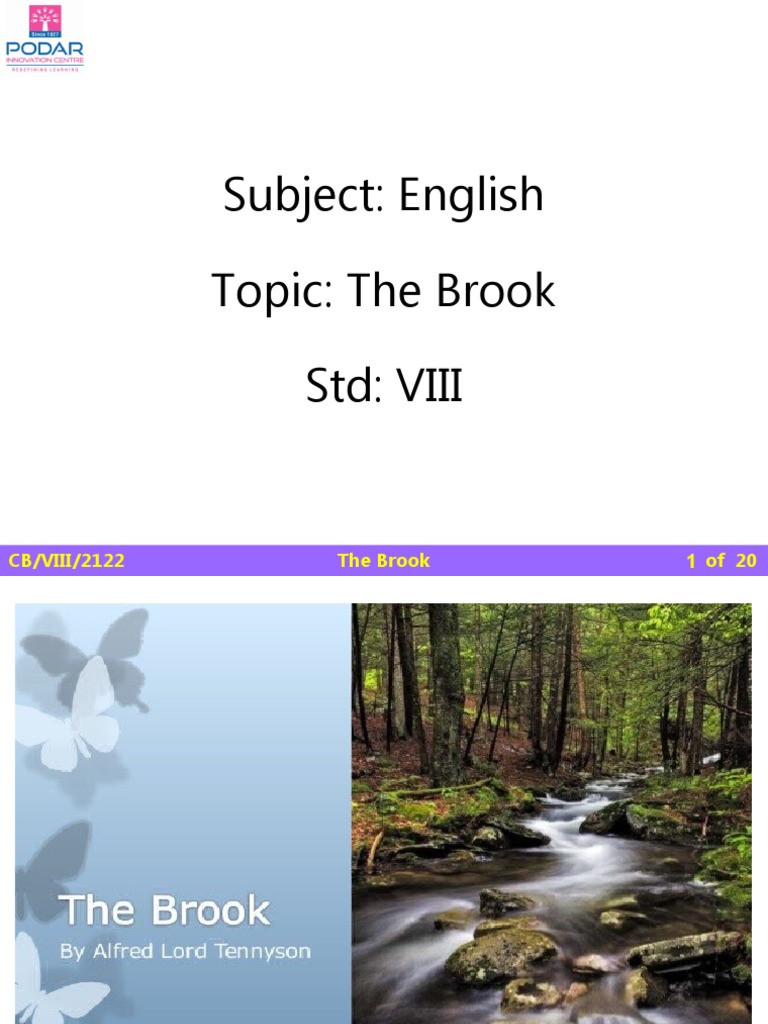 Subject: English Topic: The Brook | PDF | Stream | Physical Geography