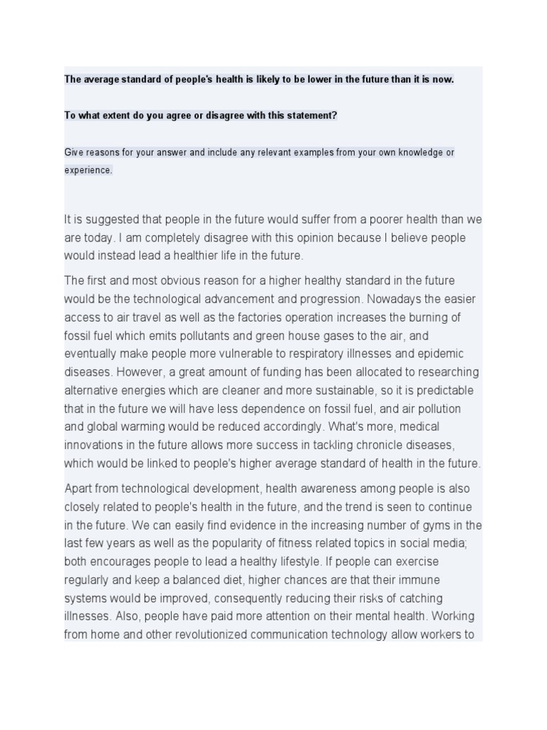 Future Health Standards: Optimistic Outlook | PDF | Self-Improvement ...