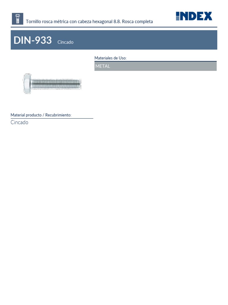 Din-933. Index Tornillos | PDF | Personal Weapons | Rifle