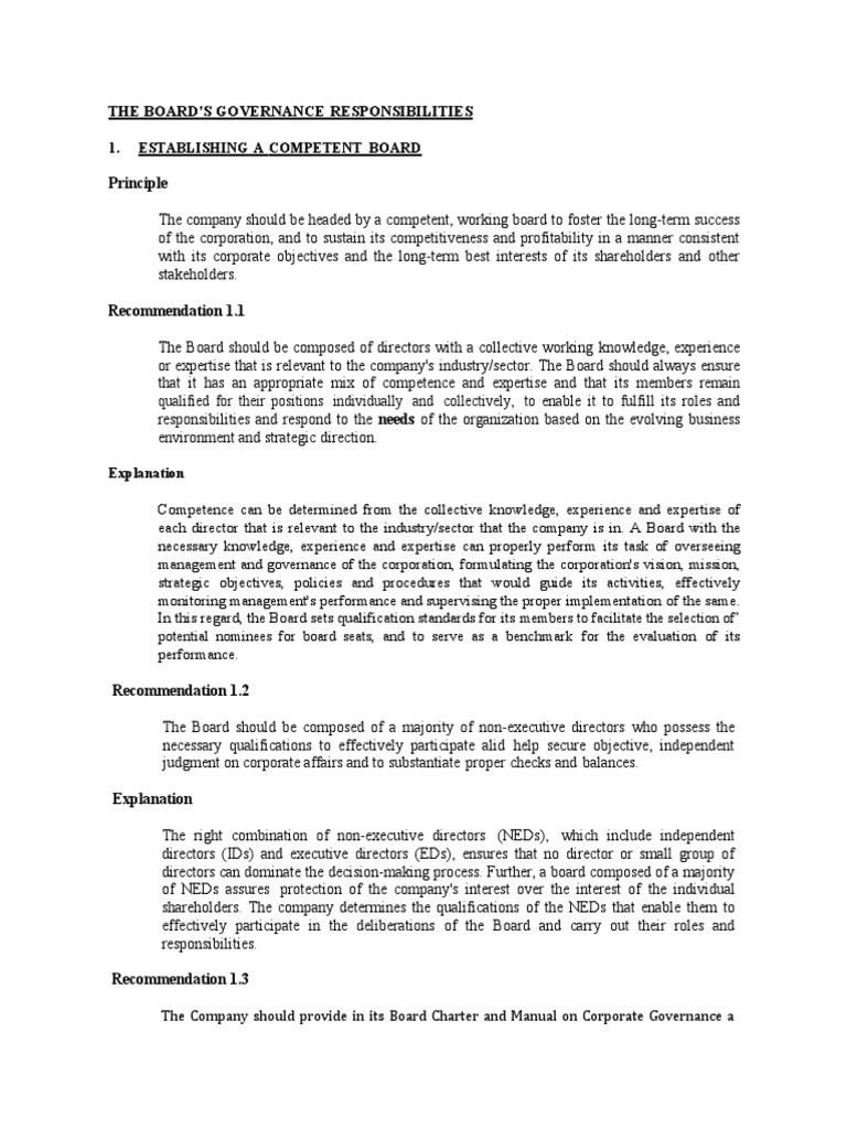 Board Governance Responsibilities | PDF | Governance | Regulatory ...