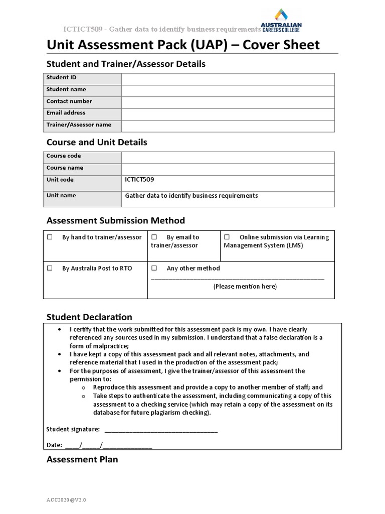 Unit Assessment - ICTICT509 - Gather Data To Identify Business ...
