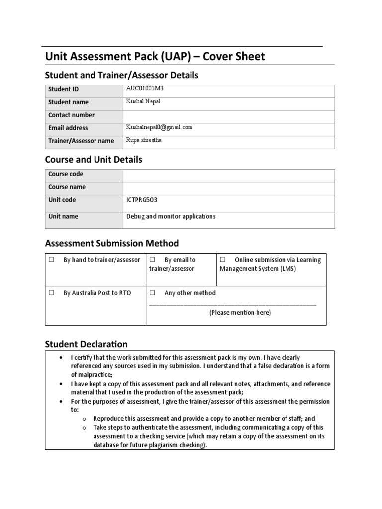 Student Unit Assessment - ICTPRG503 | PDF | Databases | Computer Network