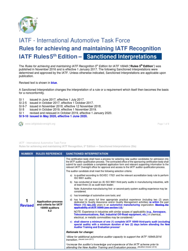 IATF - International Automotive Task Force: Rules For Achieving and ...