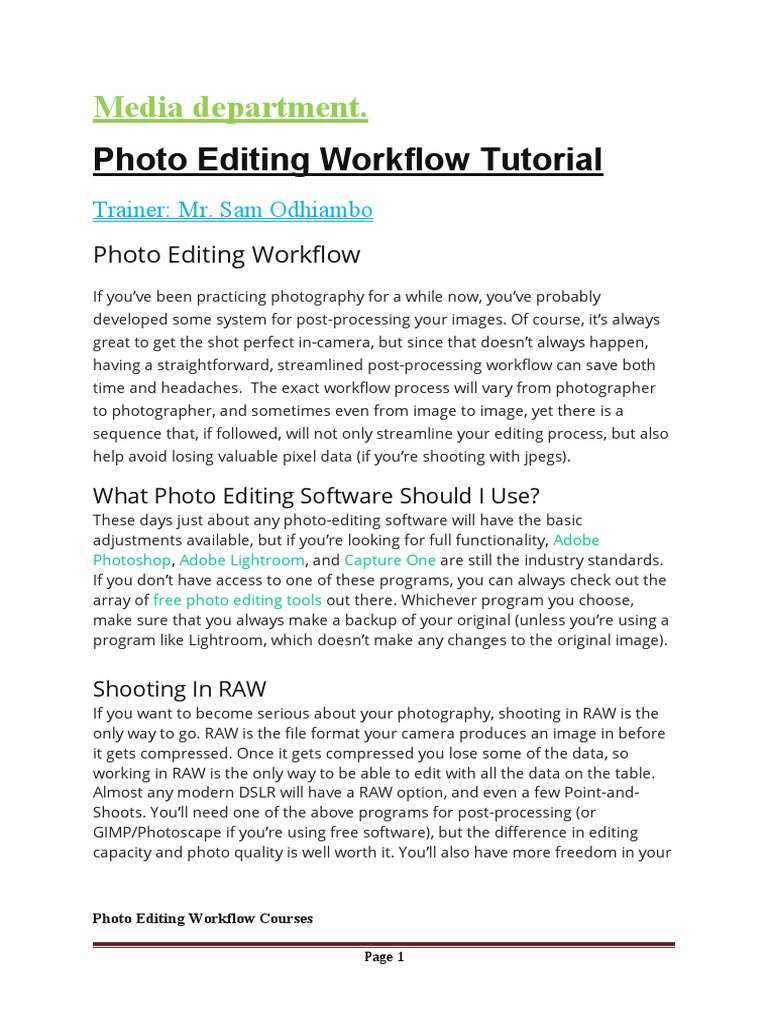 Photo Editing Notes | PDF | Image Editing | Raw Image Format