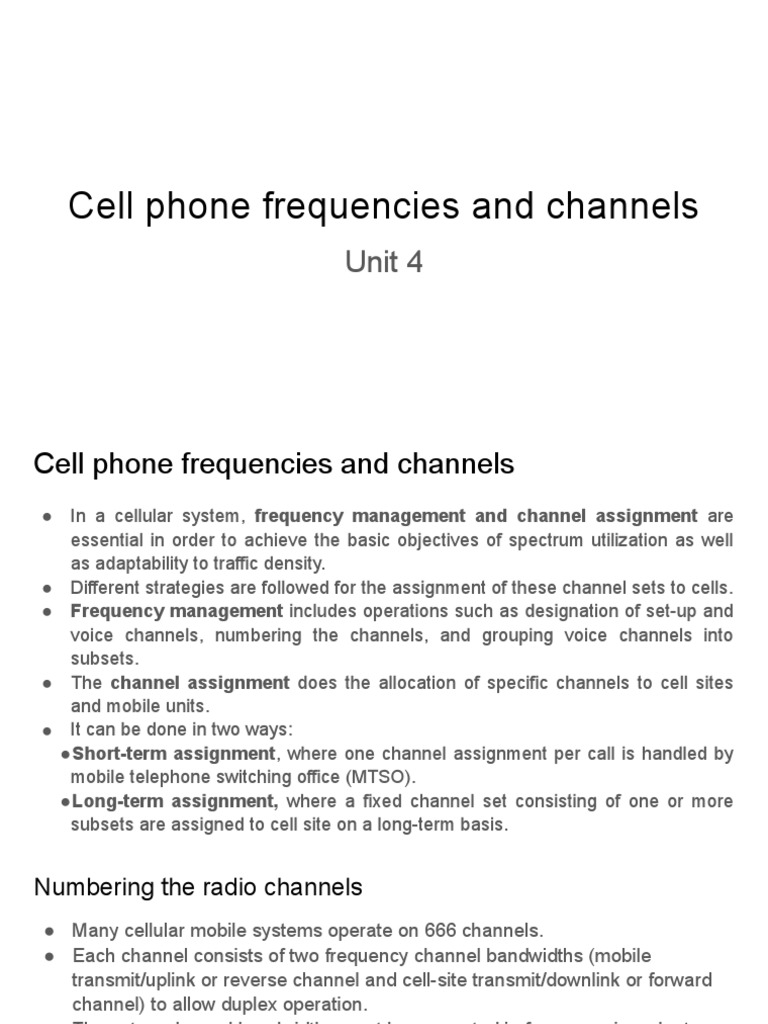 Cell Phone Frequencies and Channels | PDF | Computer Engineering | Radio Technology