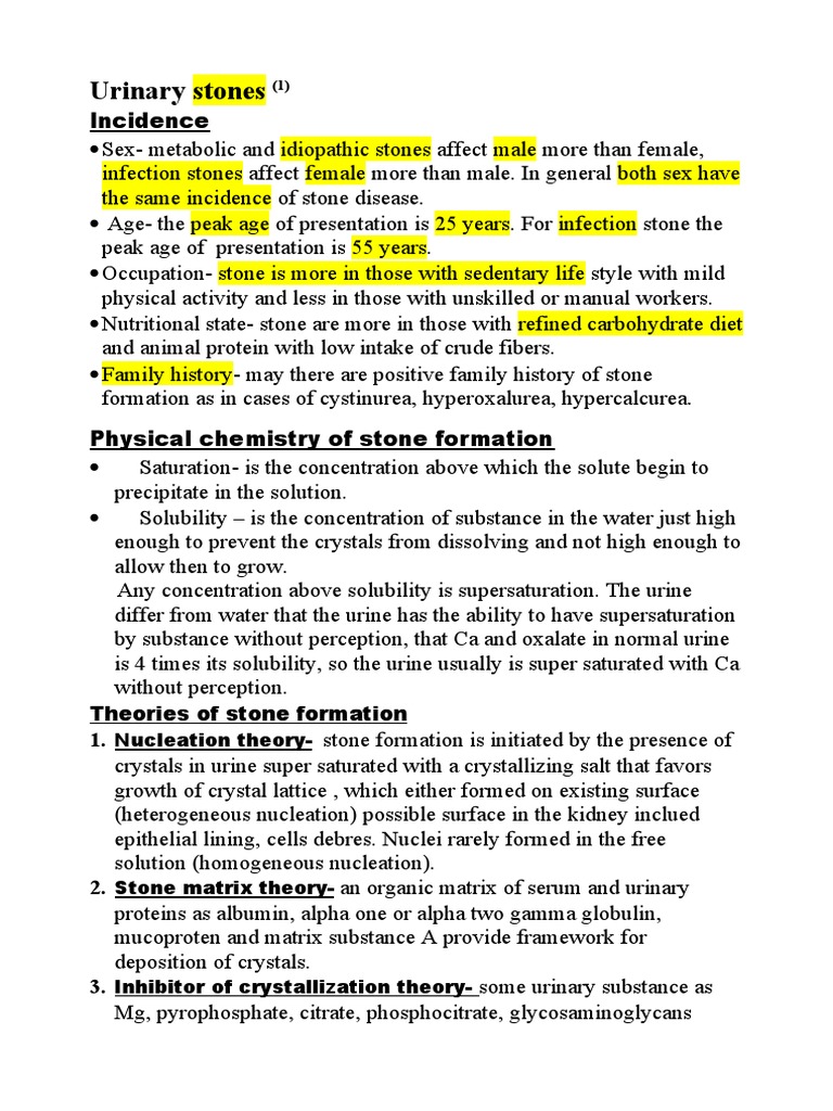 1 Urinary Stones | PDF | Kidney | Urinary Bladder